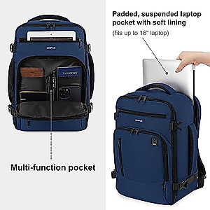 ECOHUB 16'' Travel Backpack For Women Men Airline Approved Personal Item Travel Bag Travel Essentials Laptop Backpack Casual Daypack Small Hiking Backpack Lightweight Waterproof Backpack, Blue