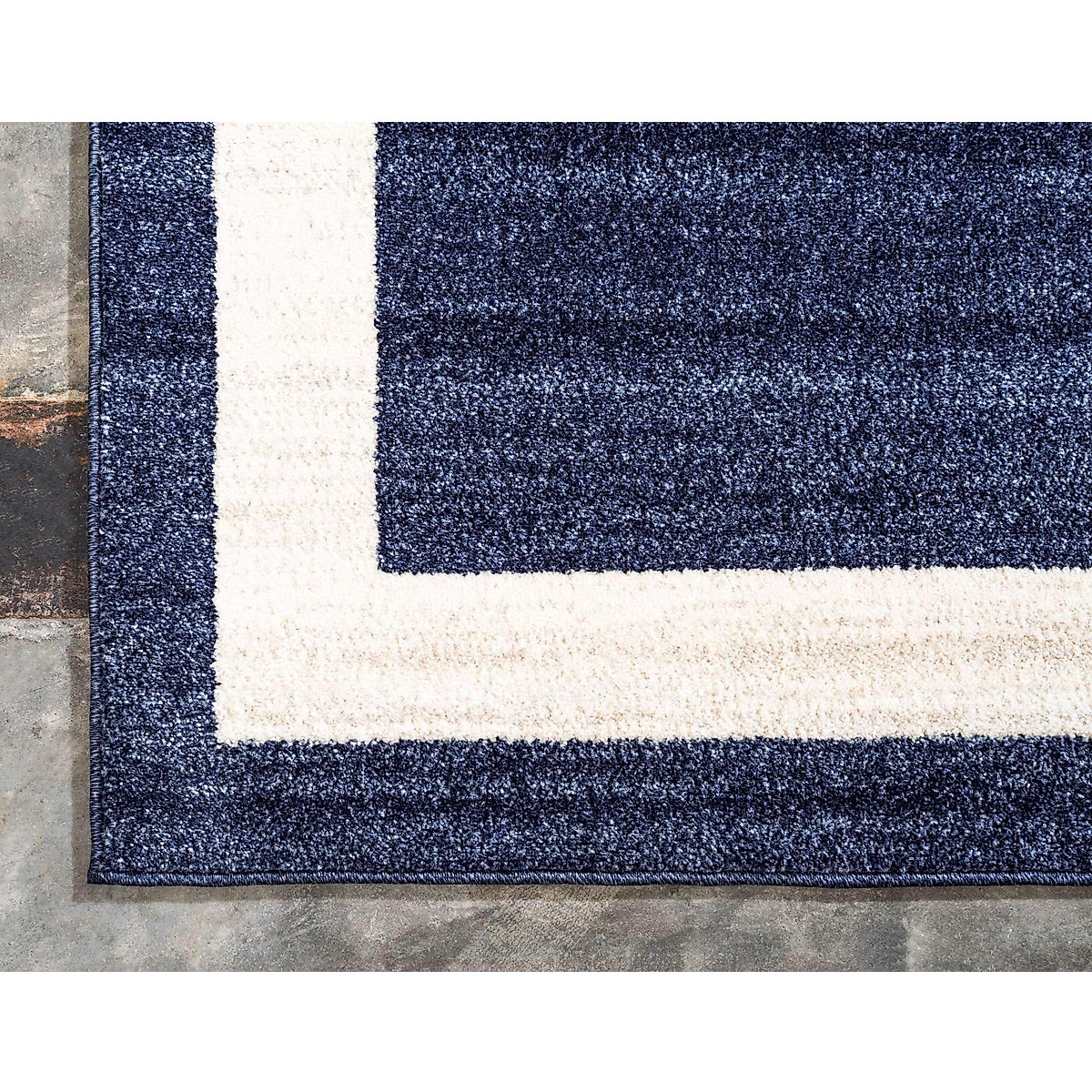 Unique Loom Del Mar Collection Area Rug - Maria (2' 7" x 10' Runner, Navy Blue/ Ivory)