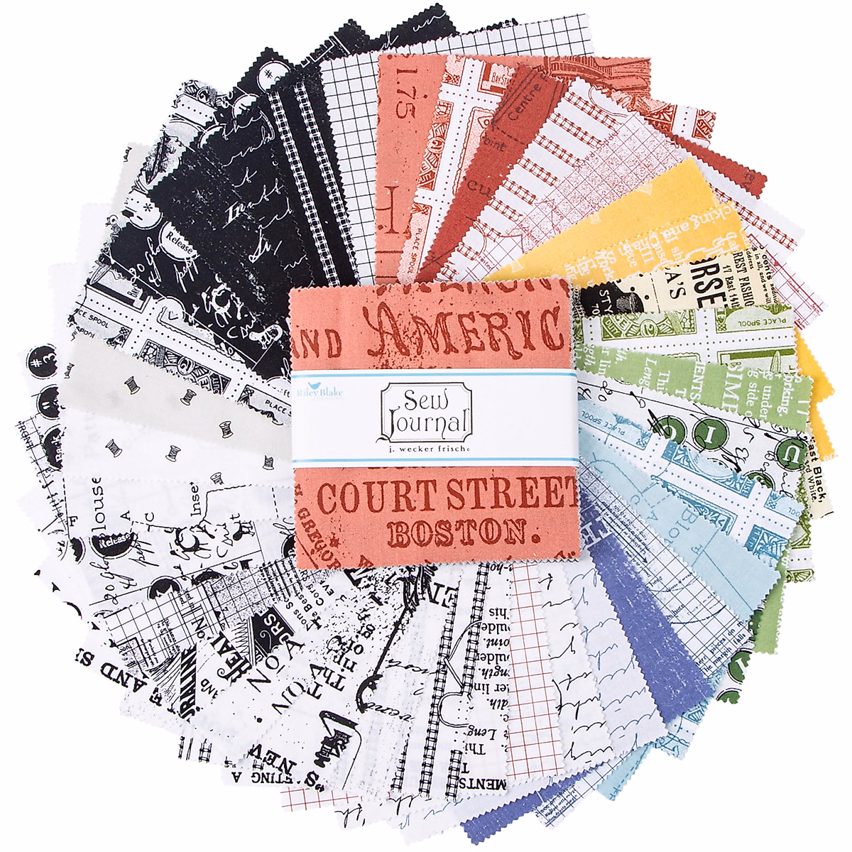 J Wecker Frisch Sew Journal 5" Stacker 42 5-inch Squares Charm Pack Riley Blake Designs 5-13880-42