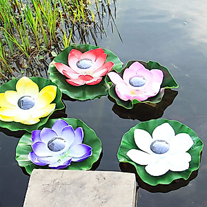 ComeHome Floating Solar Pond Light Lotus Floating Lights Lotus Solar Light, Solar Floating Pool Lights Lotus Flower Decor Solar Lights for Pond