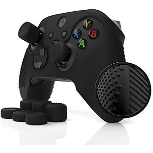 Foamy Lizard SeriesPro Controller Skin for Xbox Series X & S Protector Ergonomic Soft Studded Anti-Slip Silicone Rubber Gel Grip Case, 1 Cover + 8 Raised Thumb Grip Caps (NOT for Elite 1/2) (Black)