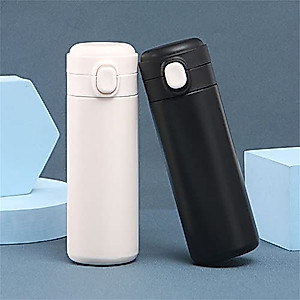 Stainless steel vacuum insulation Cup lovely pea cup student Mini bouncing cup (420ml, Beige)