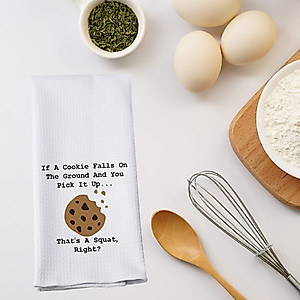 PWHAOO Funny Dieting Kitchen Towel That 's A Squat Right Kitchen Towel Fitness Coach Exercise Gift Workout Gift (That 's A Squat T)