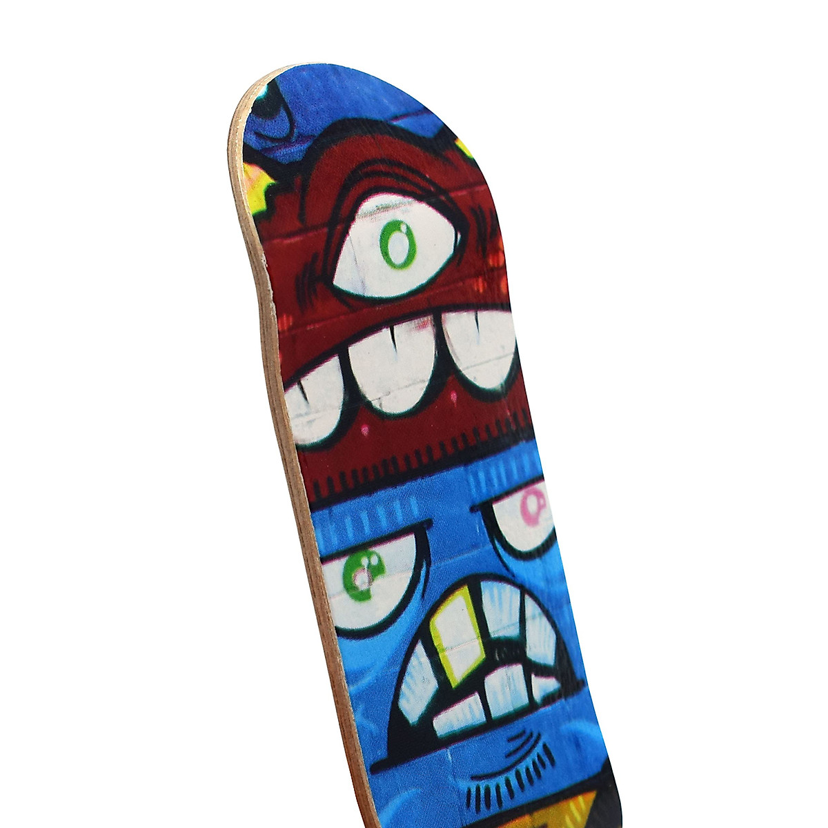 Premium Fingerboard Graphic Deck, Stack 'Em Monsters - 34mm x 97mm - Heat Transfer Graphics, Pro Shape & Size - Pre-Drilled Holes - Includes Prolific Foam Tape - Teak Tuning
