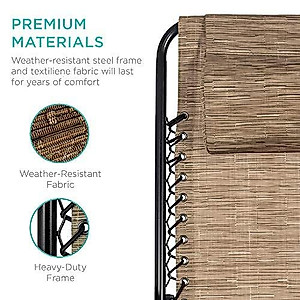 Best Choice Products Foldable Zero Gravity Rocking Mesh Patio Lounge Chair w/Headrest Pillow - Gray