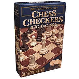 Spin Master Traditions Chess, Checkers, and Tic Tac Toe Set