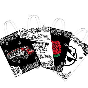 Nuwontun 16pcs Cholo Party Bags with Handles for Early 2000s Old School Themed Teens Lowrider Party Supplies Goody Treat Candy Bags cholo theme party decorations