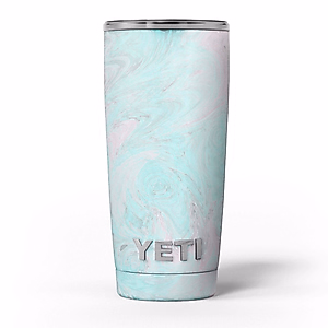 Design Skinz Teal Slate Marble Surface V23 - Skin Decal Vinyl Wrap Kit Compatible with The Yeti Rambler Cooler Tumbler Cups