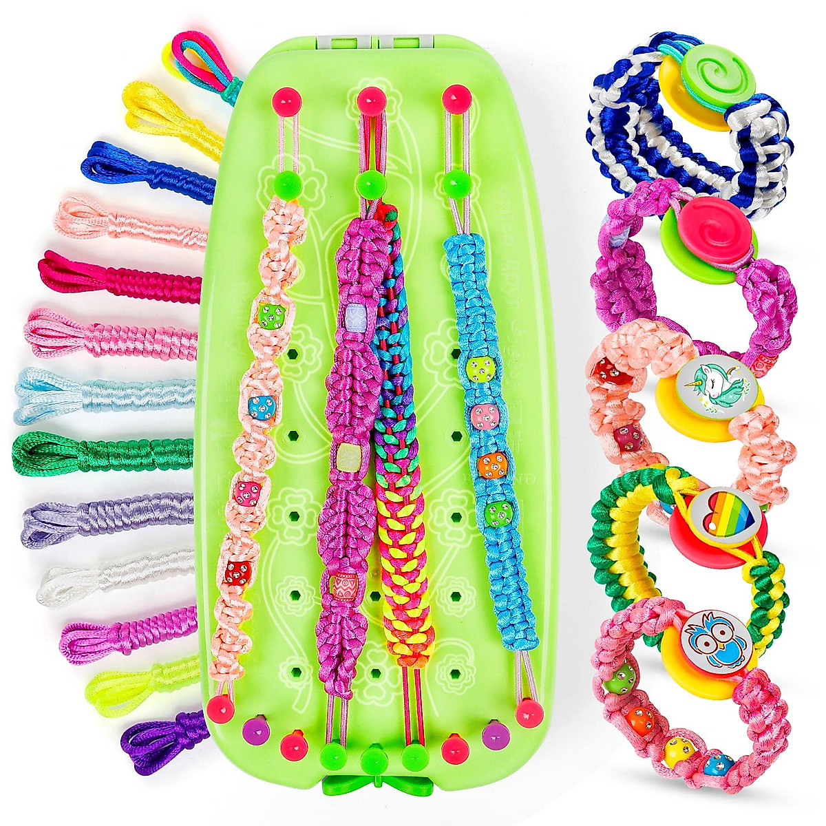 PREBOX Girls Crafts with 1 Potholder Loom Weaving Kit & 1 Friendship Bracelet Making Kit, Christmas Birthday Gifts for Girls Age 6 7 8 9 10 11 12 Year Old