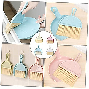 COOLHIYA 4 Sets Desktop Fan Broom Mini Brush and Pan Multifunctional Cleaning Brush Pan and Brush Multi Function Cleaning Brush Dust Brush Table Cleaner Tool Dust Pan Small Pan Nylon Wool
