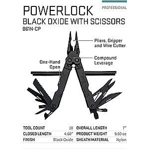 SOG Multitool - Powerlock Heavy Duty Multitool Pliers, Electrician Wire Cutter Multi Tool w/ Ballistic Nylon Multitool Sheath with Clip (S60N-CP)