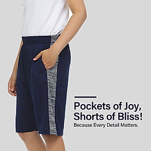 Essential Elements 5 Pack: Boys Youth Athletic Active Sports Gym Basketball Shorts with Pockets (10/12, Set B)