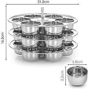 KERAM Stainless Steel Bakeware Set for Muffins-Pan/Puddings/Yogurt/Egg-Poaching/Cupcakes/Mini-Flans/egg-tart/Custard-pans/cookware-sets - 6/8 QT Instant-insta-Pot in Pot Multipurpose use unique gift