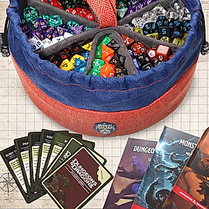 CardKingPro Monstrous - Dice Bag with 8 Pockets - Orange/Blue - Huge Capacity 500+ Dice - Great for Dice Hoarders
