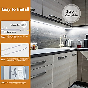 LLTOP Under Cabinet Lighting, Tunable White 3 Color 6 PCS LED Counter Strip Lights with Remote Control Dimmer and Adapter Dimmable Closet Lights Kit for Kitchen, Bedroom, Shelf, Showcase, TV Back