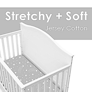 GROW WILD Crib Sheets for Boys or Girls | 3 Pack Soft Stretchy Jersey Cotton Fitted Crib Sheet Neutral | Grey White Navy Blue Baby Crib Sheets for Girl, Crib Mattress Sheet or Toddler Bed Sheets