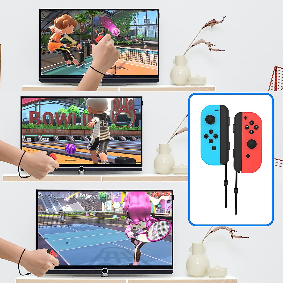 JDDWIN Switch Accessories Bundle:9 IN 1 Accessories kit for Nintendo Switch/Switch OLED Sports Games Accessories -Tennis Rackets,Zelda Sword,Joycon Grip, Hand&Leg Straps,Golf Clubs (9 in 1)