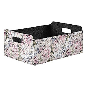 xigua Large Foldable Storage Bins, Felt Storage Basket with Handles, Storage Containers Organizer for Clothes, Toys, Shelves, Closet, Office, Bedroom, Bouquets Of Roses