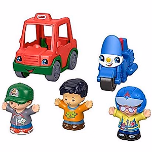 Fisher-Price Little People Share & Care Vehicle Gift Set with Police Motorcycle and Pizza Delivery Car