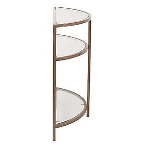 HomePop Home Decor | Kaufmann Collection Modern Glass Half Moon Accent Table | Accent Table for Display & Storage for Entry Way & Living Room (Gold)