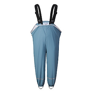 Kids Waterproof Rain Pants Dirty Proof Suspender Trousers for Boys and Girls Pale Blue M (for 3-4T)