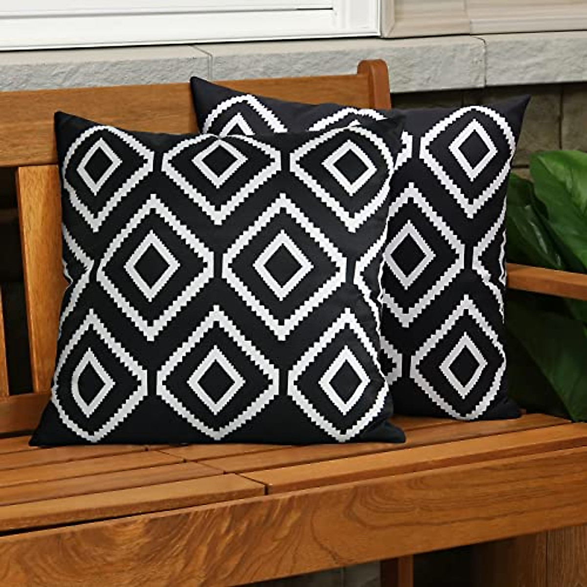 cygnus 18x18 Inch Black and White Outdoor Waterproof Pillow Covers Modern Geometry Decorative for Patio Furniture Outside Sunbrella Set of 2