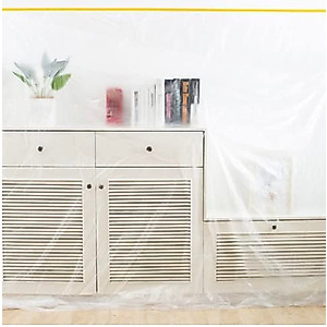 Rocky Mountain Goods 1 Mil Clear Plastic Drop Cloth - 9 ft x 12 ft (3 Pack) - or Painting, Cover Furniture, Walls, Doors - Tear Resistant - Painters Recommended Grade - Indoor/Outdoor - USA