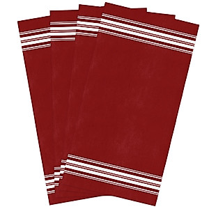 Kitchen Towel Set, Red White Stripe Fast Drying Microfiber Kitchen Towels Dish Cloths, Tea Towels/Bar Towels/Hand Towels Country Farmhouse Modern Rustic (Set of 4, 18x28 Inch)