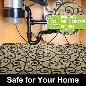 AiBOB Under The Sink Mat, 24 X 36 in, Durable Premium Mats Protect Kitchen and Bathroom Cabinets, Waterproof Absorbent Shelf Liner, Black