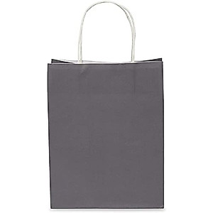 Medium Gift Bags with Handles, Dark Grey (8 x 10 x 4 Inches, 25 Pack)