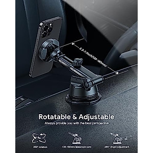 OMOTON for MagSafe Car Mount, O-Mag DriveSafe Magnetic Phone Holder for Car, Cell Phone Mount for Dashboard Windshield Vent, Fit for iPhone 15 14 13 12 Series Magsafe Cases