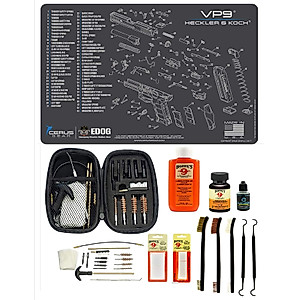 EDOG Range Warrior 27 Pc Gun Cleaning Kit - Compatible with Heckler & Koch HK VP9 - Schematic (Exploded View) Mat, Range Warrior Universal .22 9mm - .45 Kit & Tac Book Accessories Set