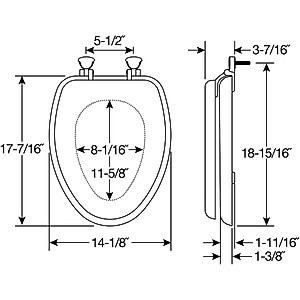 Mayfair 1815EC 000 Soft Easily Removes Toilet Seat, 1 Pack Elongated - Premium Hinge, White