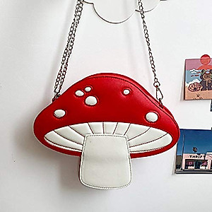Youngy Women Mushroom Shape PU Leather Shoulder Crossbody Bag Tote Chain Satchel Purse