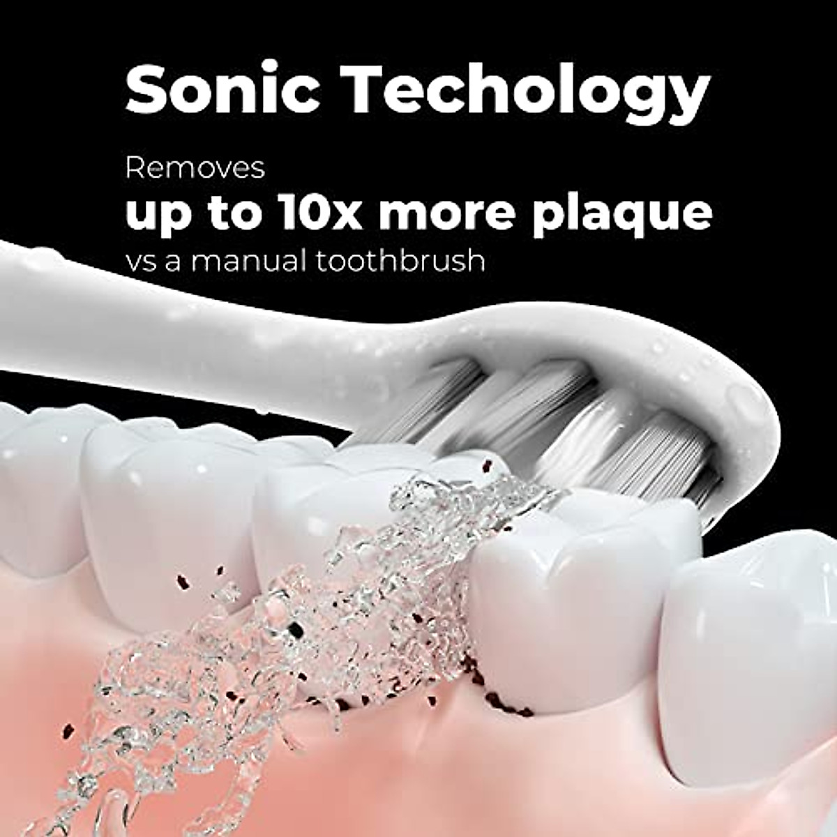usmile Sonic Electric Toothbrush for Adults, USB Rechargeable with 2 Brush Heads, Powered Whitening Toothbrush with Smart Timer, 4-Hour Fast Charge for 180 Days Use, P1 Black