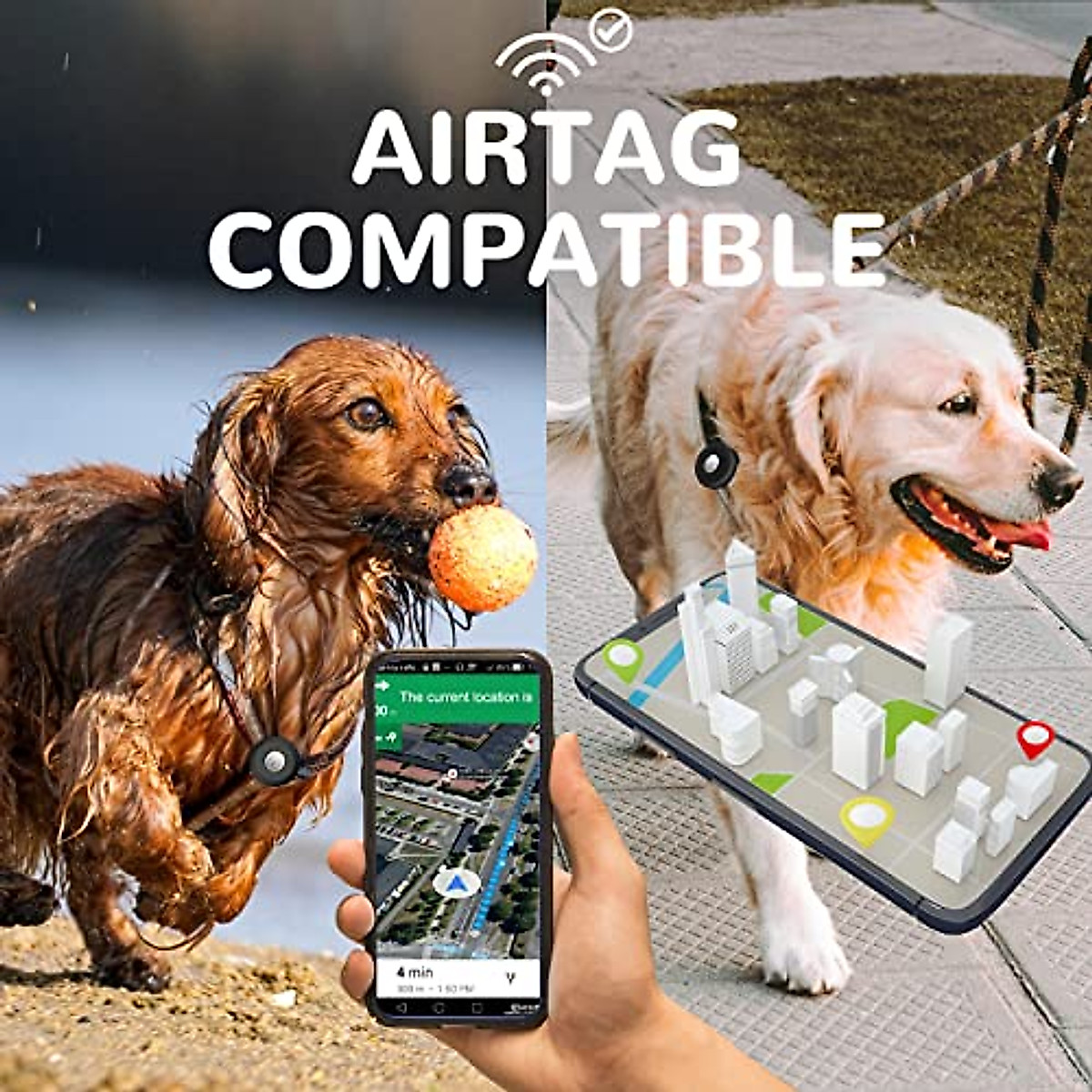 Airtag Holder for Dog Collar, CAISATEQ Silicone Protective Case Holder for 0.8-1.2inch Pet Dog Cat Tracker Case Compatible with Apple AirTag
