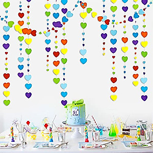 52 Ft Rainbow Love Heart Garland Colorful Hanging Paper Heart Streamer Multicolor Banner for Birthday Valentines Anniversary Bachelorette Engagement Wedding Baby Bridal Shower Fiesta Party Decorations