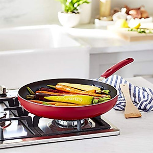 Amazon Basics Ceramic Non-Stick 12.5-Inch Skillet, Red