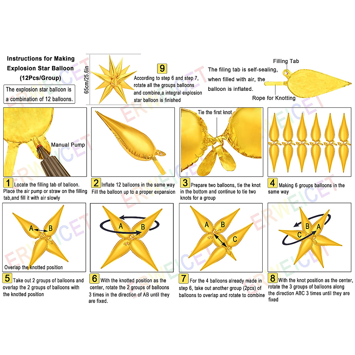 50pcs Pink Star Balloons Mylar, Pink Spike Explosion Star Foil Balloons Metallic, Pink Starburst Cone Point Star Balloons for Bachelorette, Baby Shower, Valentines Day, Birthaday, Wedding Decorations