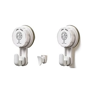 LinkJoy Suction Hooks Strong Vacuum Suckered Holders,Heavy-Duty Utility Hanger for Bathroom Towel,Robe,Loofah,Kitchen Utensils,Rotatable&Reusable Hooks for Bags,Coat,Decorations,Pack of 2 (White)