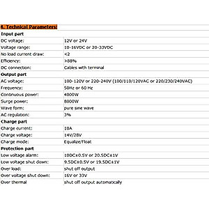 GOWE 4000W DC12V/24V AC110V/220V Off Grid Pure Sine Wave Single Phase Inverter with Charger and LCD Screen