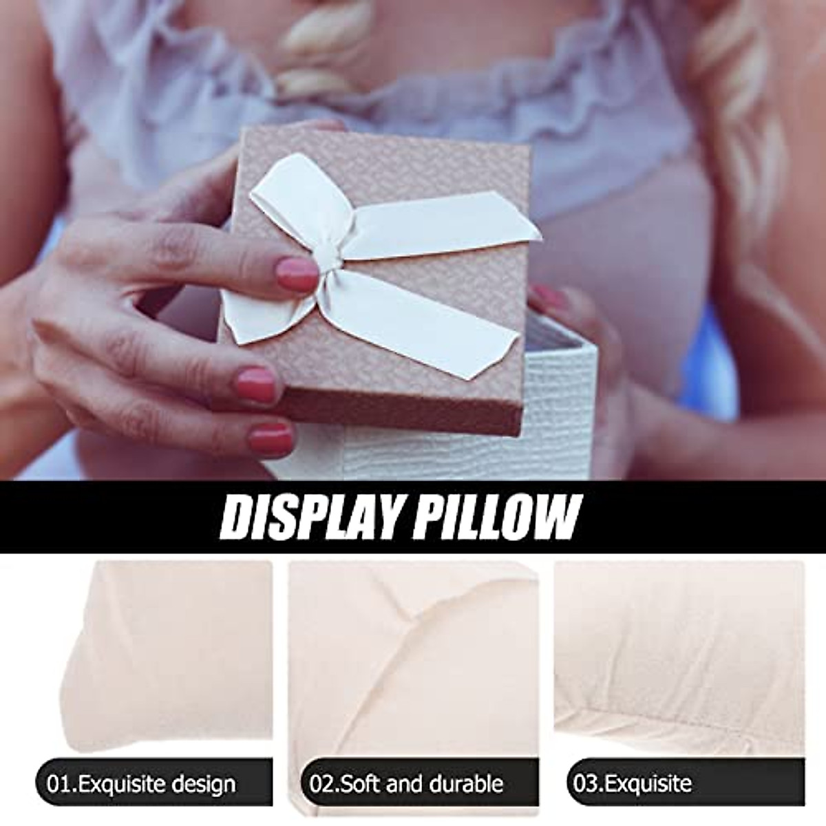 Unomor 6Pcs watch box pillow silk pillowcase monitor stand black throw pillow black tray black pillow covers pillows bracelet pillow case Watch Pillow white silk floss small pillow pu