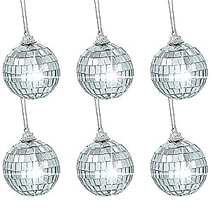 Gondiane 6 Pcs 1.6 Inches Disco Ball Ornaments Silver Mirror Balls for Christmas Tree Wedding Party Decoration
