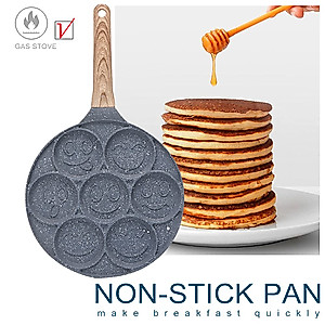 Pancake Pan Nonstick - 10 Inch Pancake Maker Pan With 7-Cup Waffle Mold Blini Pan Silver Dollar Pancake Pan Breakfast Griddle,100% PFOA Free Non-stick Coating
