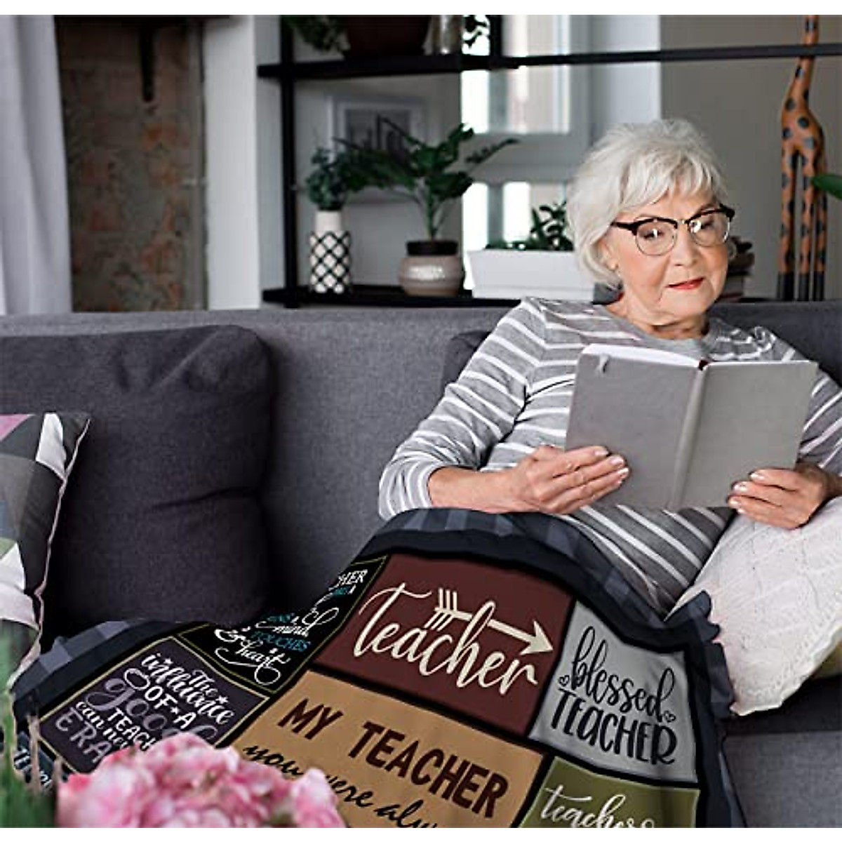 Muxuten Teacher Appreciation Gifts Blanket 60"x50", Teacher Gifts for Women, Best Gifts for Teachers, Teacher Birthday Gifts,Thank You Gift for Music/Math/Teacher,Retirement Teacher Gifts,Teachers Day