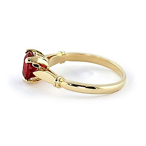 Galaxy Gold GG 14k Solid Yellow Gold Solitaire 2 ct Ruby Ring - Size 8