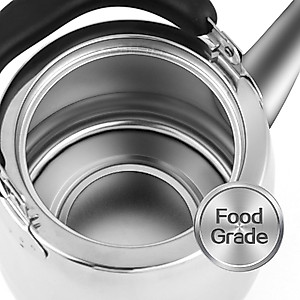 Tea Kettle,Whistling Tea kettle for Stove Top,4 QT Stainless Steel Teapot,Induction Tea Kettle Pot for Stovetop (3.8 L,Silver)