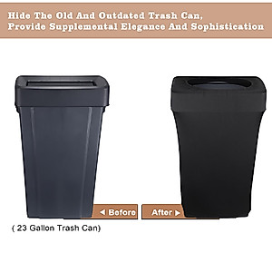 JUXYES Pack of 8 Outdoor Stretch Trash Can Covers, Black Rectangle Spandex Waste Container Cover Decorative Cover for Outside Household Kitchen Bin, Fit for 23 Gallon Bin
