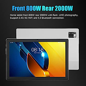 Tablet PC, for Android 11 Silver Gray 100‑240V Dual Camera Kids Tablet 5G WiFi Calling for Entertainment (US Plug)