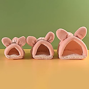 JENPECH Hamster House Cartoon Design - Warm Comfortable Semi-Closed Guinea Pig Hideout Hamster Accessories Hamster Bed for Rodent/Guinea Pig/Rat/Hedgehog Brown XL